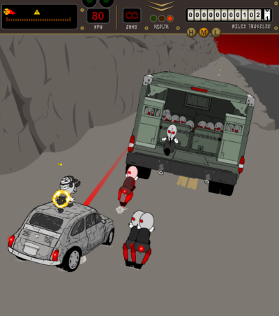 荒野のカーチェイスシューティング「Madness Ambulation」: 昔の名作フラッシュゲームを遊びたい！